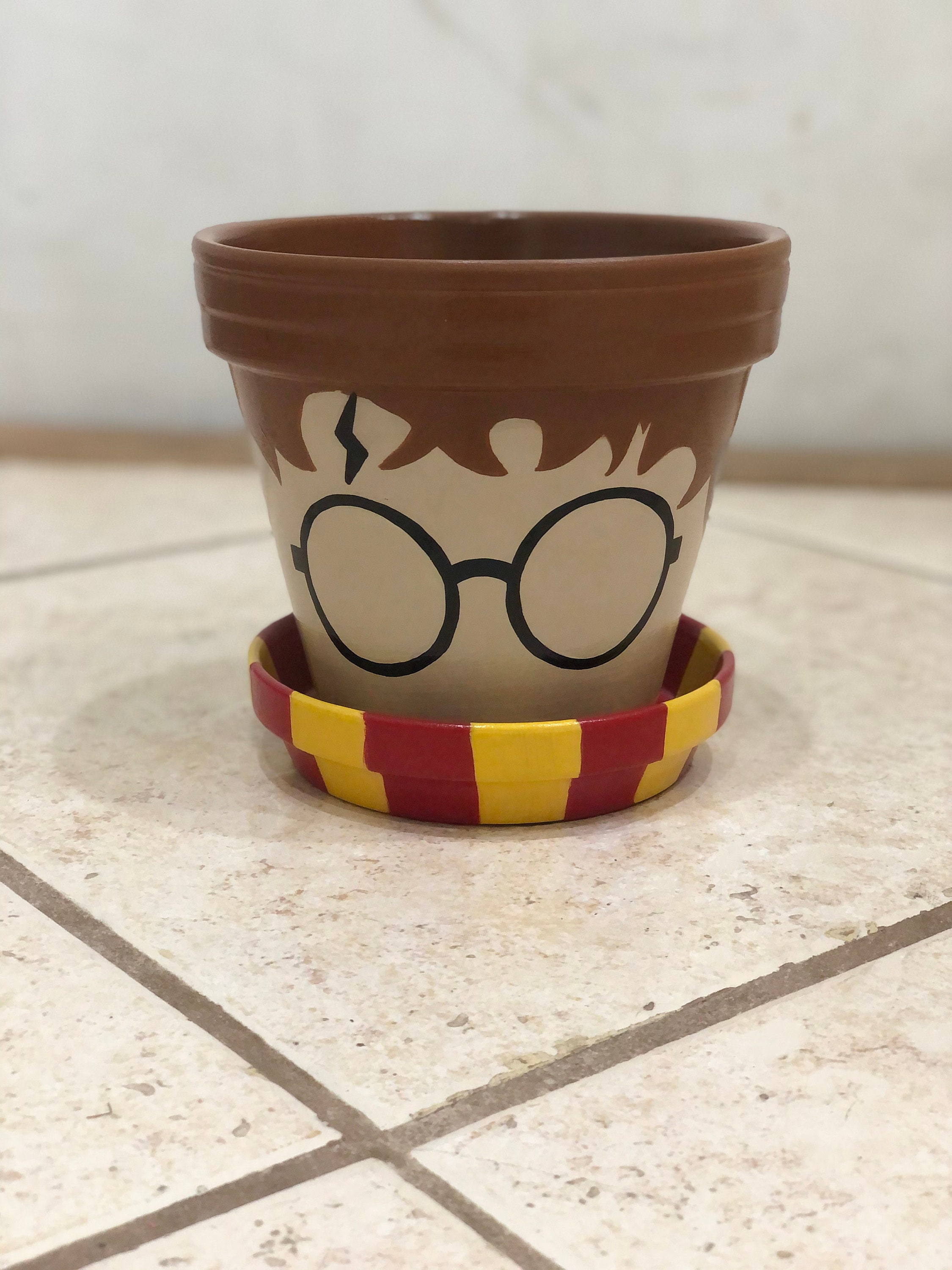 Harry Potter Themed Hand Painted Terracotta Pot & Saucer Set - Etsy