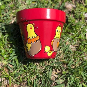 Chicken, Rooster & Chick Terra Cotta Flower Pot - Etsy
