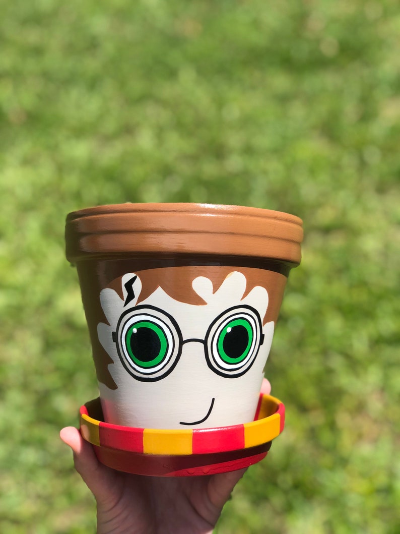 Harry Potter Themed Hand Painted Terracotta Pot & Saucer Set - Etsy