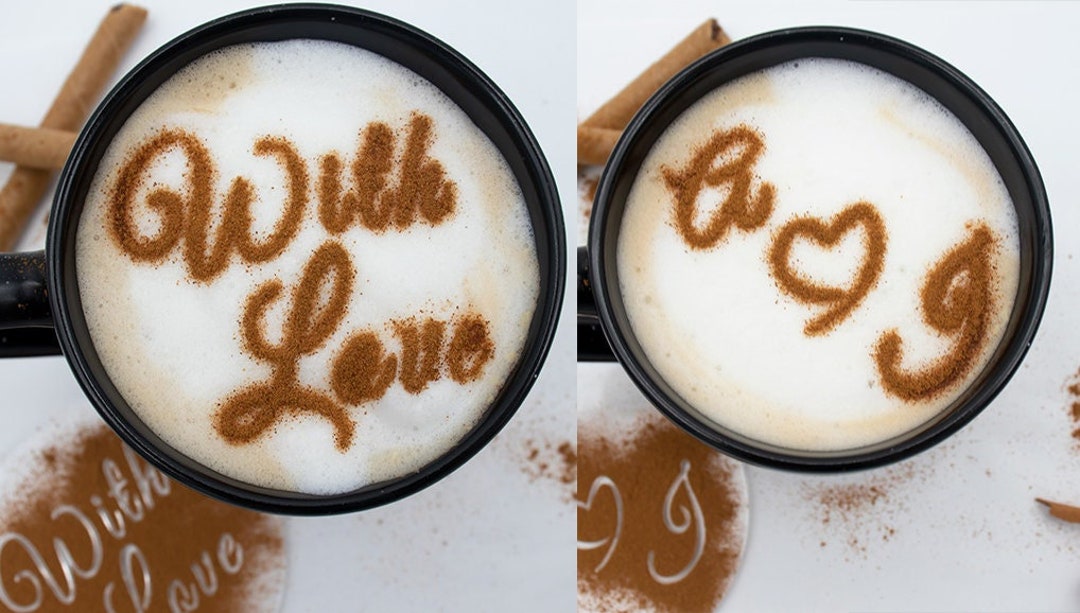 Personalized 2 Piece Latte Art Love Set || Cookie Stencil, Lovers Gift ...