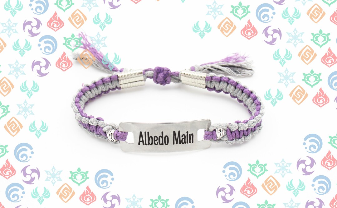 Multi Color Choose Your Own Albedo Metal Engraved Bracelet || Genshin ...
