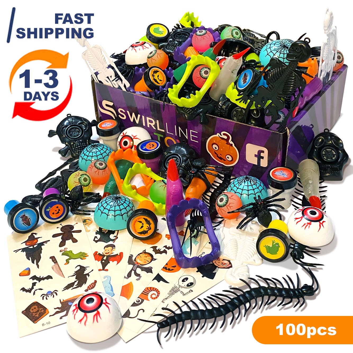 100 Pack Halloween Goodie Bag Fillers Party Favors for Kids - Etsy