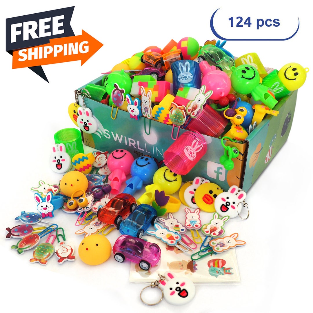 124 Pcs Prize Box Toys Kids Party Favors - Easter Basket Stuffers Egg ...
