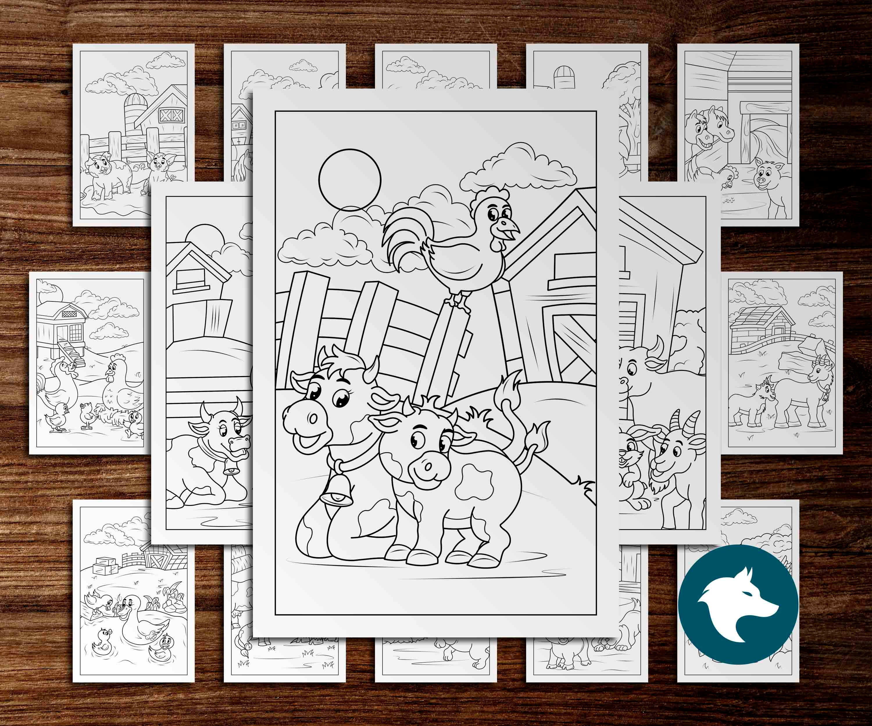 Farm Animals Printable Coloring Book Pages for Kids 25 Pages to Color ...