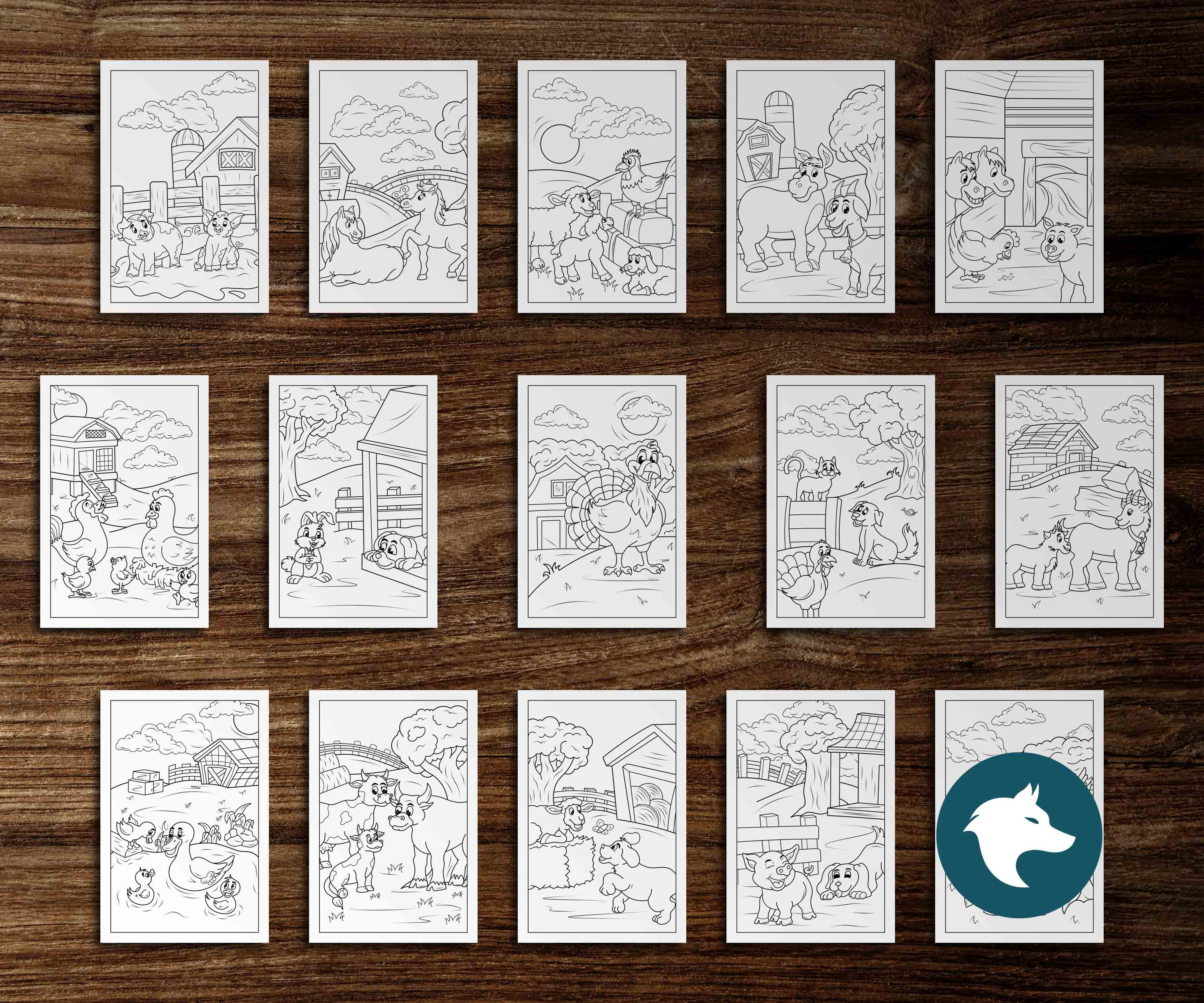 Farm Animals Printable Coloring Book Pages for Kids 25 Pages to Color ...