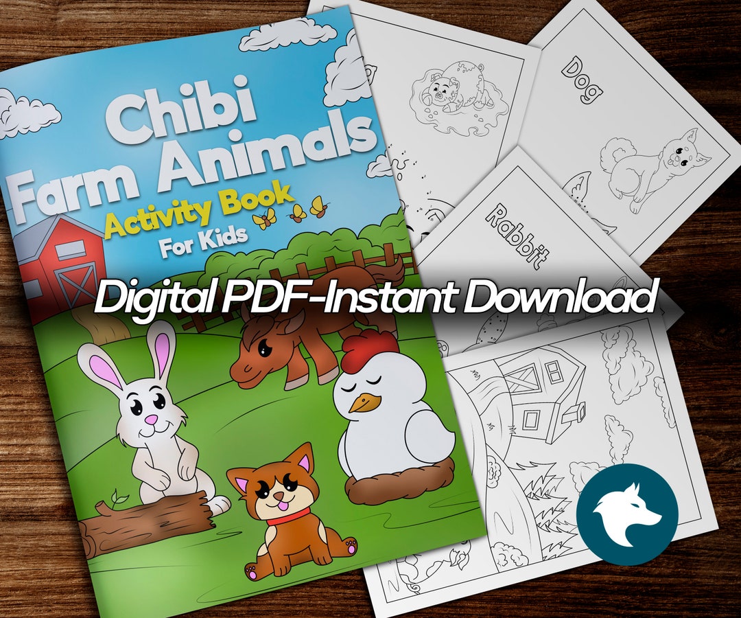 Chibi Farm Animals - 25 Pages - Coloring Book for Kids, Activity Book ...