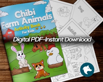 Chibi Farm Animals Printable Activity Book Pages for Kids 25 - Etsy
