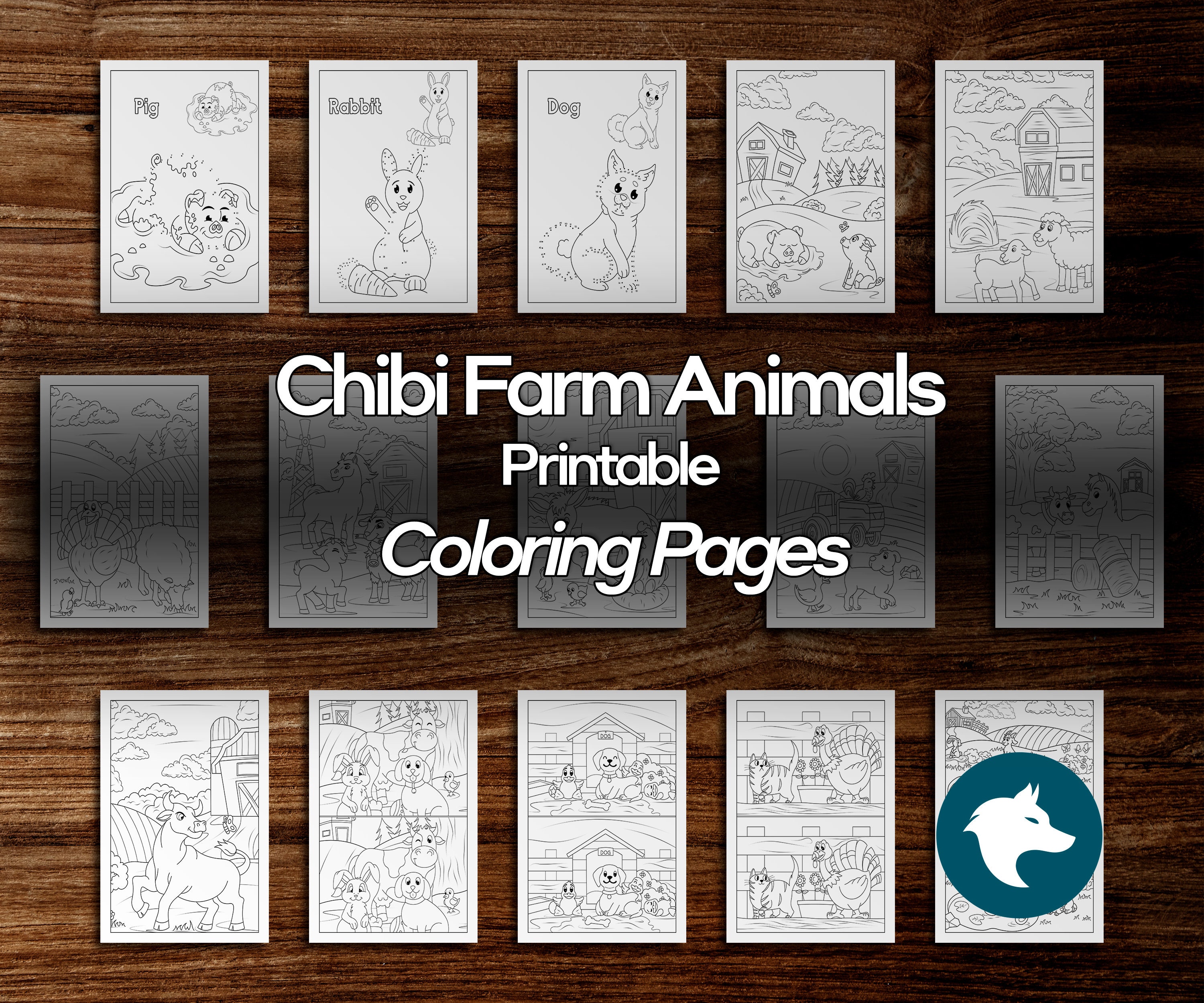 Chibi Farm Animals Printable Activity Book Pages for Kids 25 Pages of ...