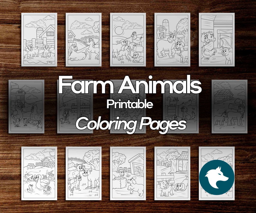 Farm Animals Printable Coloring Book Pages for Kids 25 Pages to Color ...