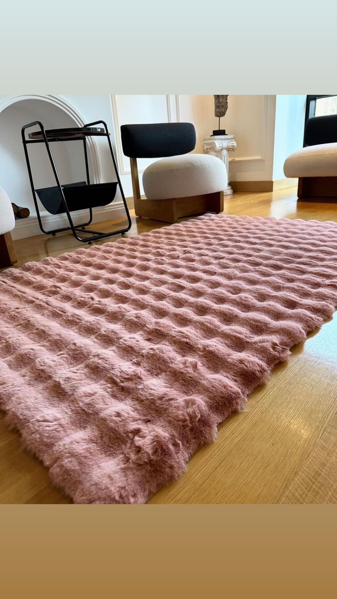 Sugar Pink Luxury Plush Soft Area Rug Bubble Rug Fleece Elegant Faux ...
