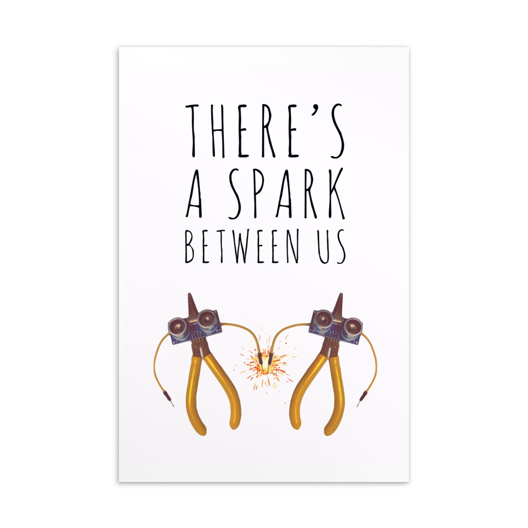 There’s a Spark Between Us, Valentine’s Day Postcard Greeting, Standard ...