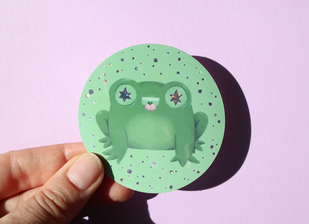 Glitter Frog Sticker, Green Frog Sticker - Etsy