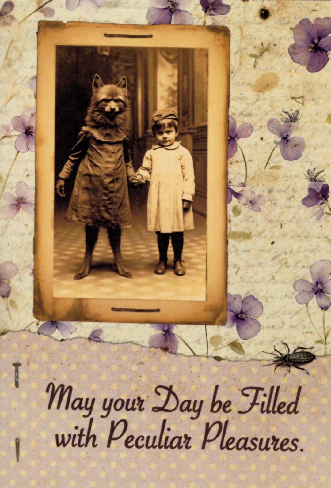 Victorian Card Spooky Card Greetings Card Birthday Card Fox Card Weird ...