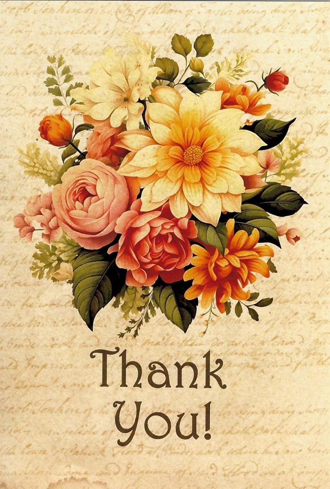 Victorian Flower Thank You Card: Collage Art Greetings - Etsy