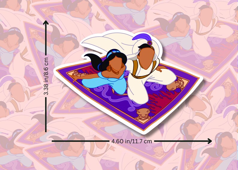 Aladdin and Jasmine Sticker - Glossy Weatherproof Vinyl - Etsy