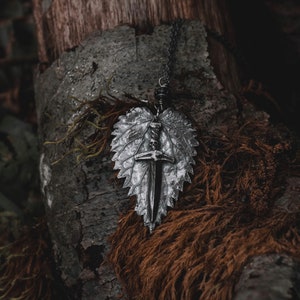 Ritual Dagger Sacrificial Athame Silver Pendant with Iron Chain and ...