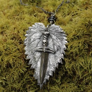 Ritual Dagger Sacrificial Athame Silver Pendant with Iron Chain and ...