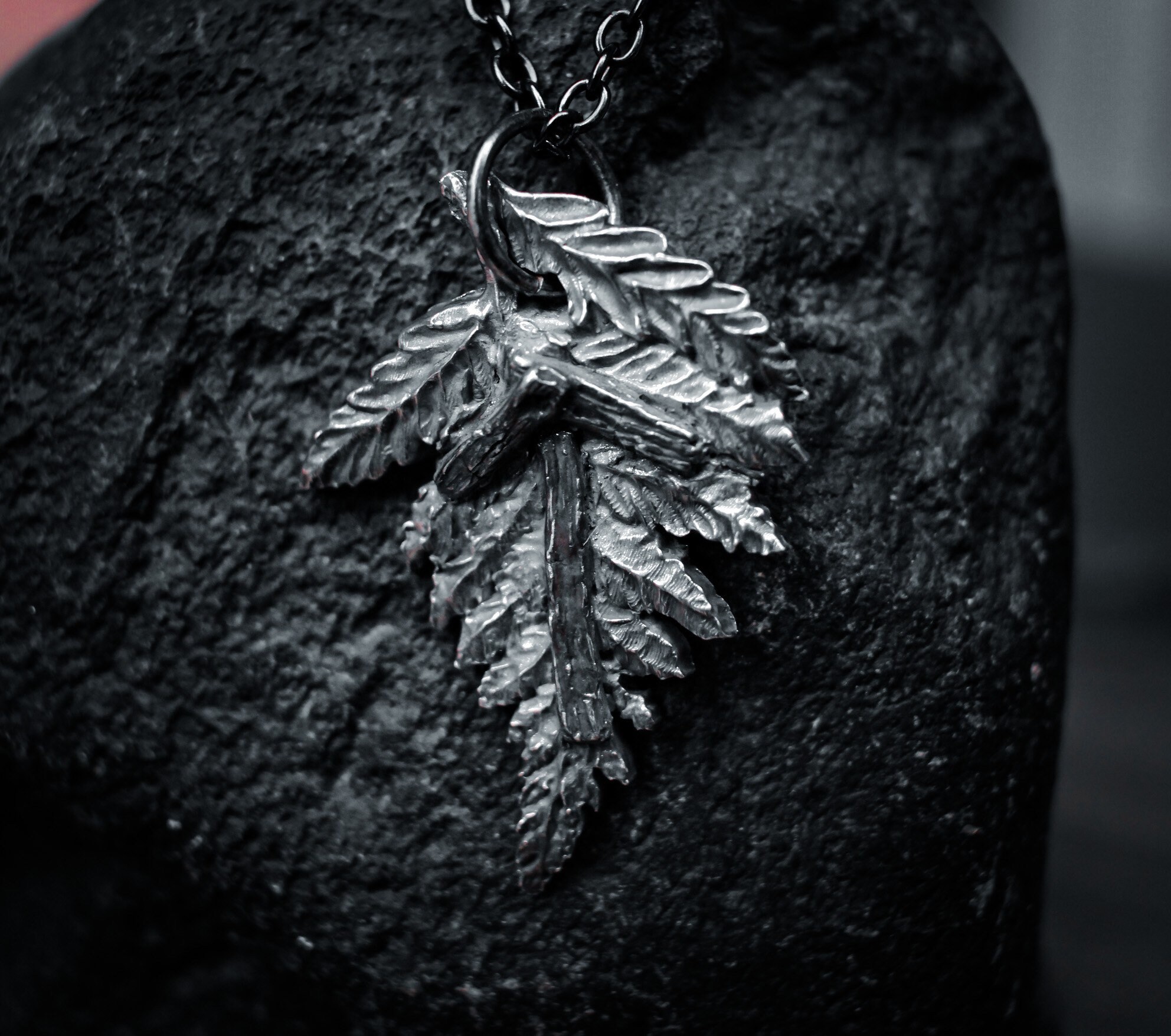 Silver Pagan Fern Leaf Pendant with Custom Rune with chain | Etsy