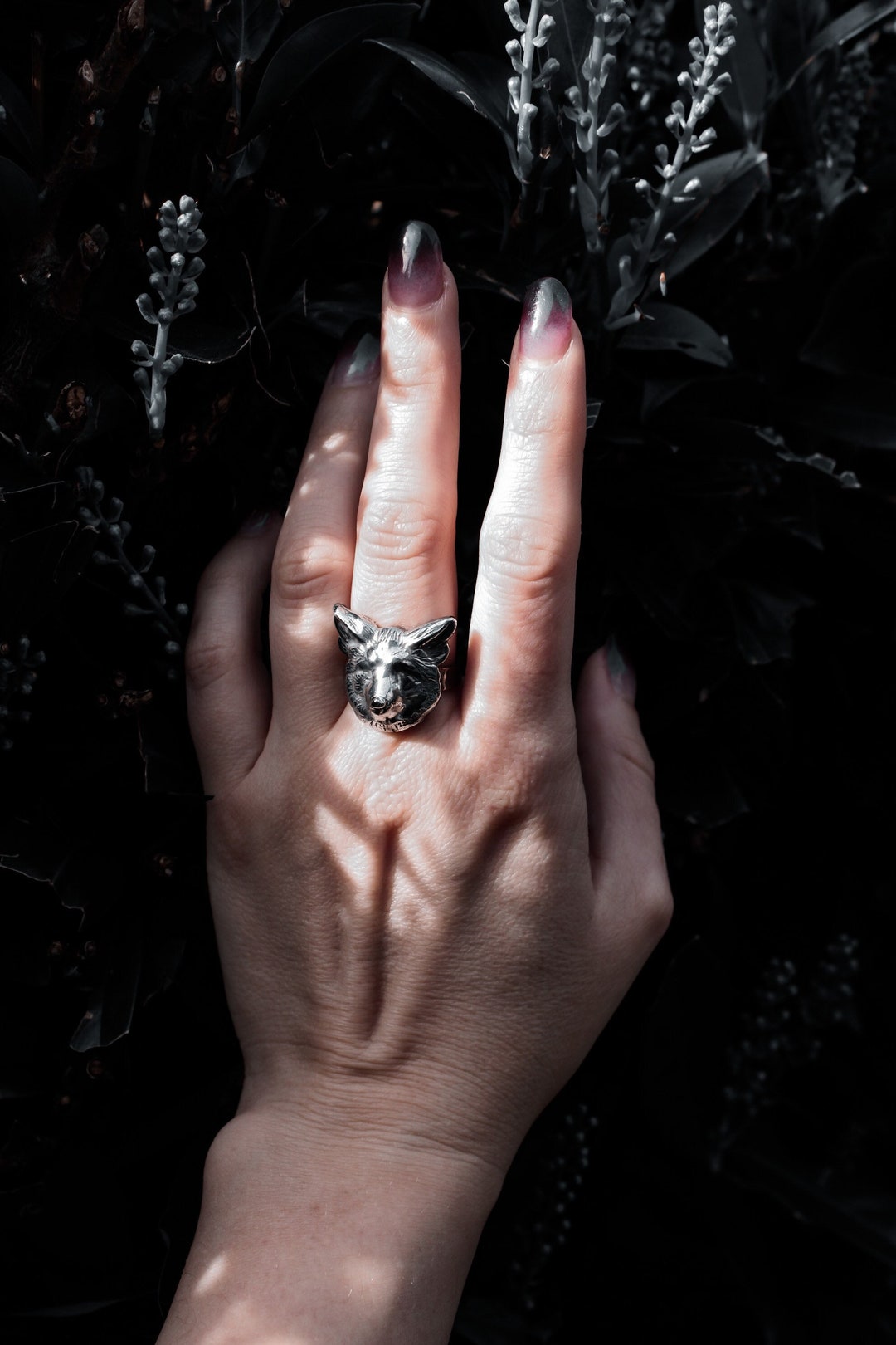 Silver Fox Head Ring, Totem, Witchcraft, Witch, Voodoo, Shaman, Celtic ...