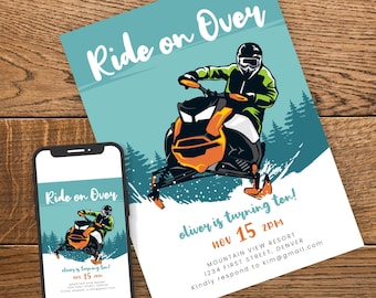 Printable Snowmobile Birthday Card Snowmobiling Birthday - Etsy