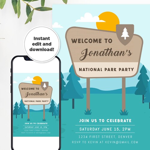 Editable National Park Birthday Party Invitation Any Age - Etsy
