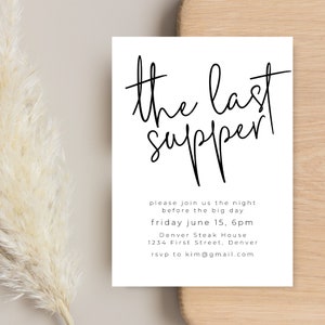 Simple and Modern Black and White the Last Supper Rehearsal Dinner ...