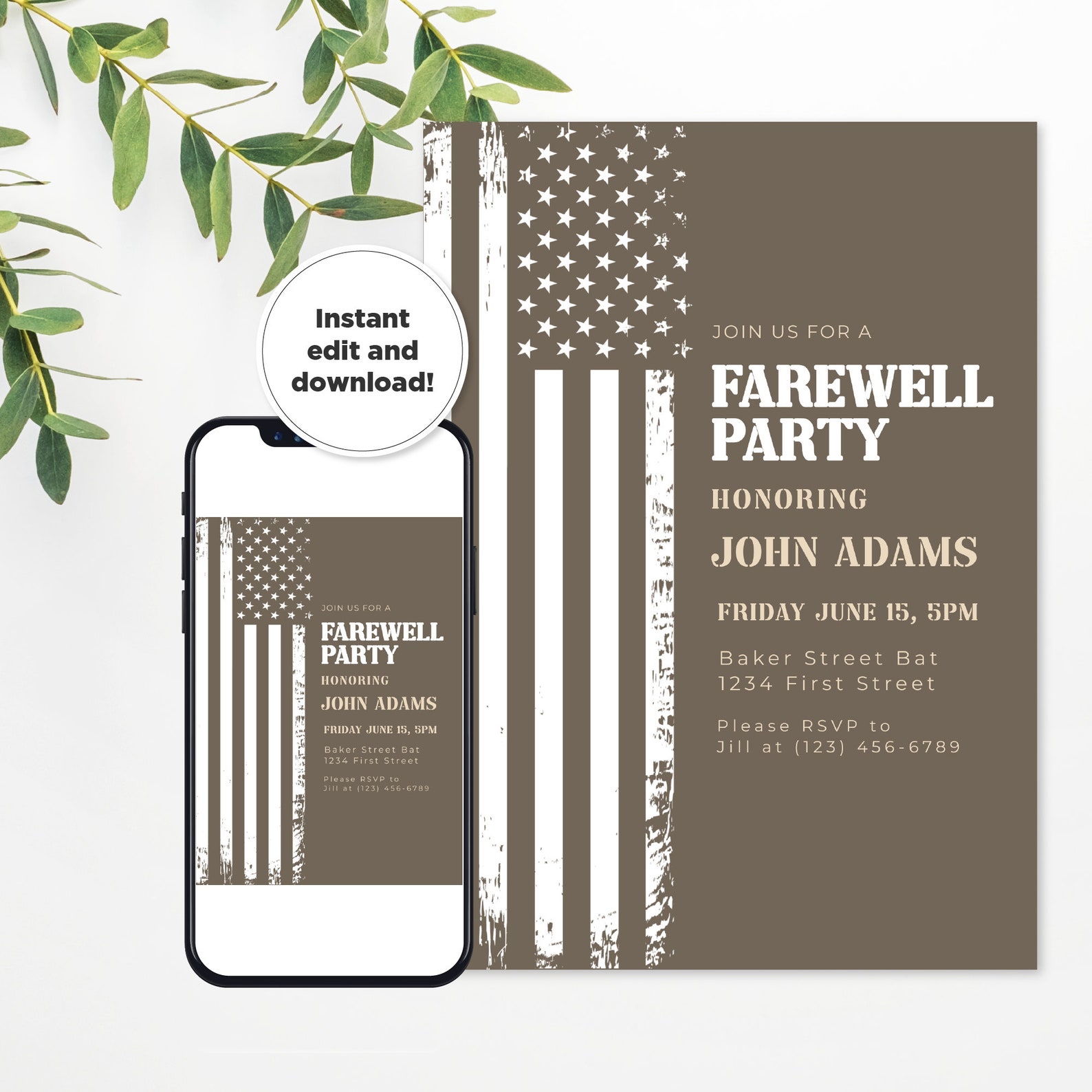Military Themed Farewell Party Invitation Template With - Etsy