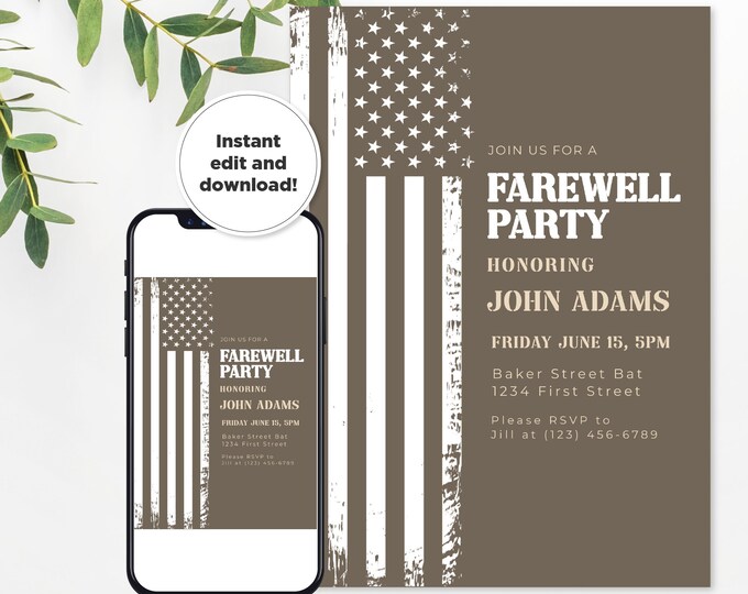 Military Themed Farewell Party Invitation Template With - Etsy