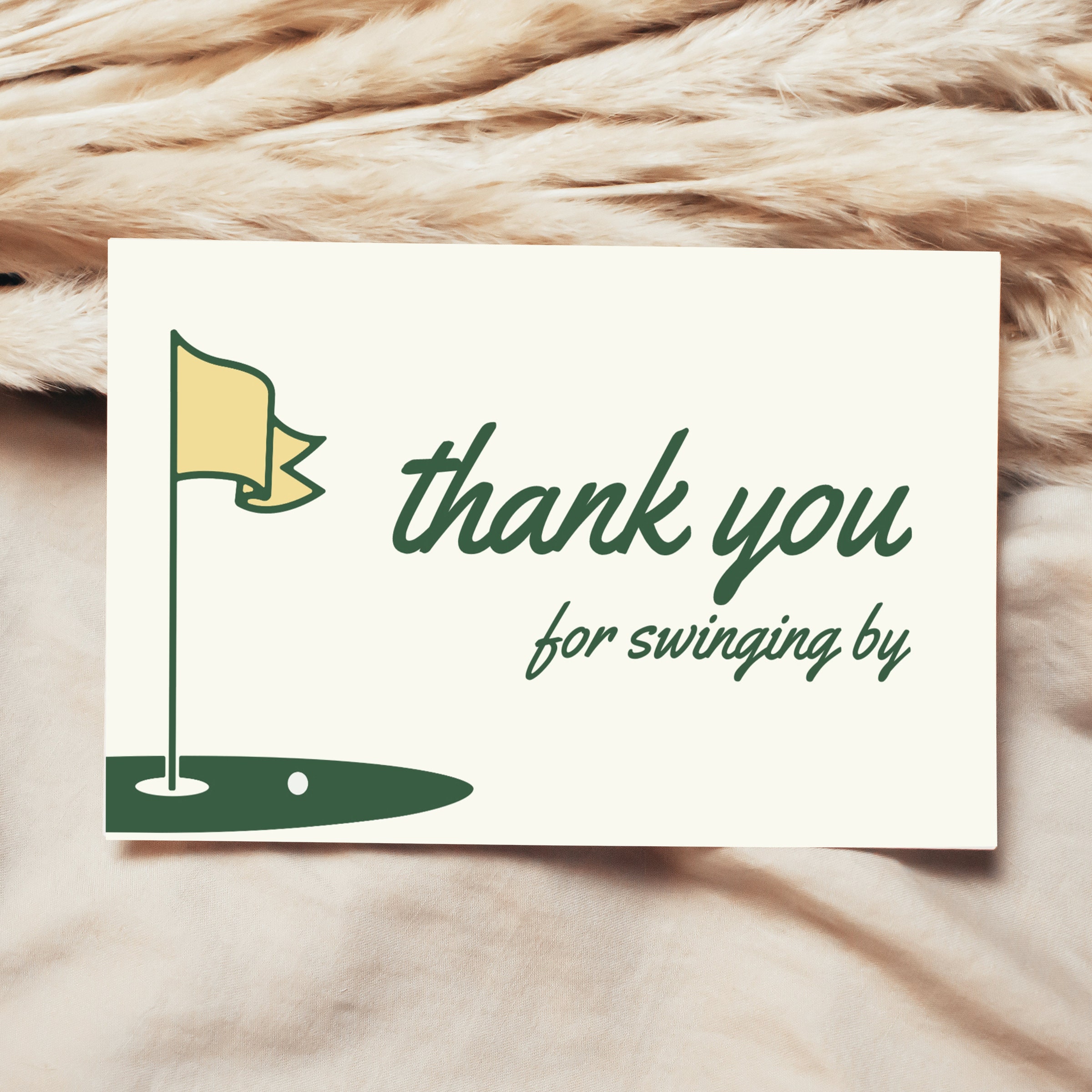 Thank You Card Par-tee Golf Birthday Party Invitation Template Yellow ...