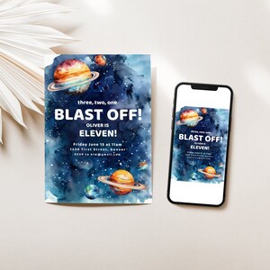Outer Space Birthday Invitation Template: Blast off Planets (instant ...
