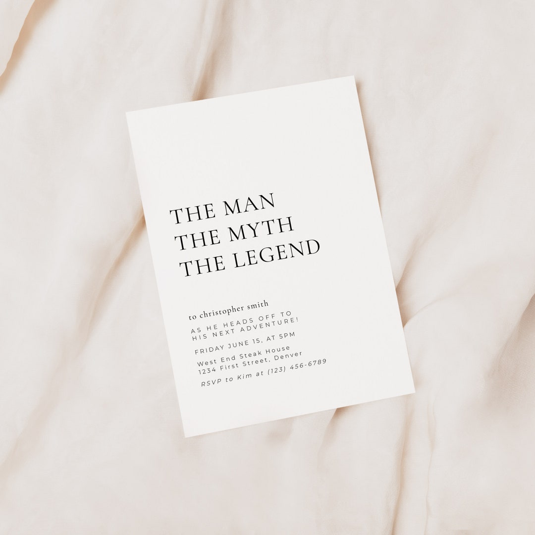 The Man, the Myth, the Legend Retirement Party Invitation Template ...