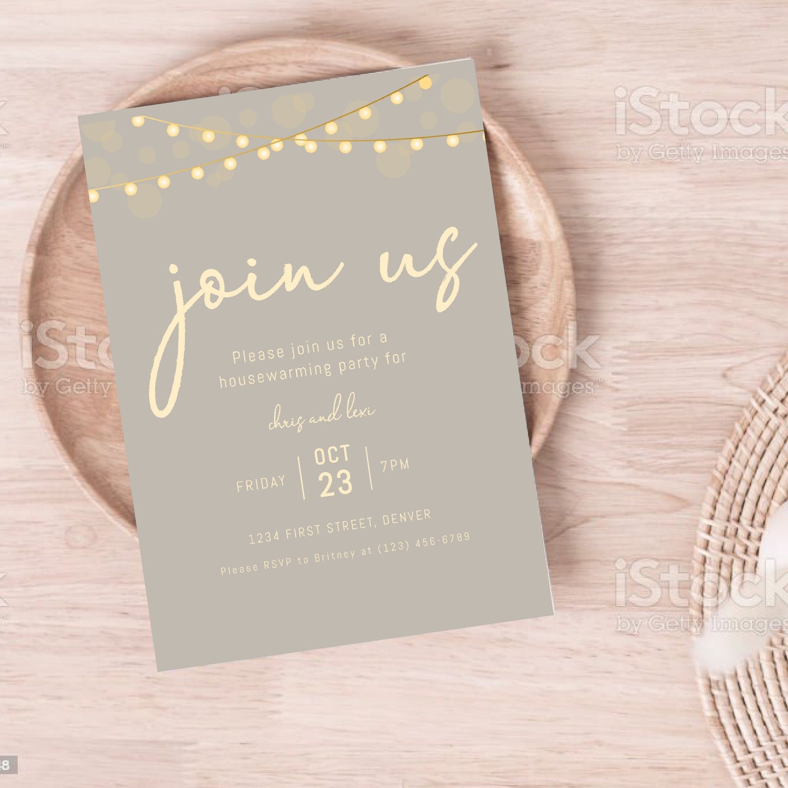 Join Us Party Invitation Template Beige Background With - Etsy