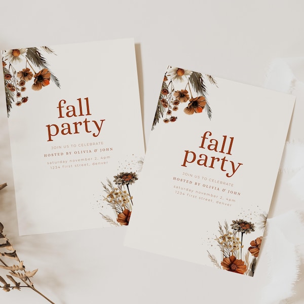 Fall Theme Birthday Invitation - Etsy Canada