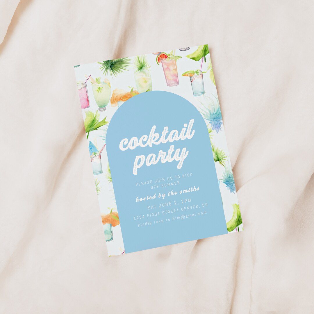 Summer Cocktail Party Invitation: Tropical Housewarming Template ...