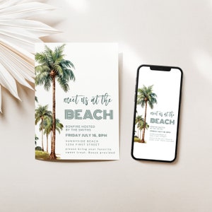 Beach Theme Party Invitation Template for Birthday/anniversary/bonfire ...