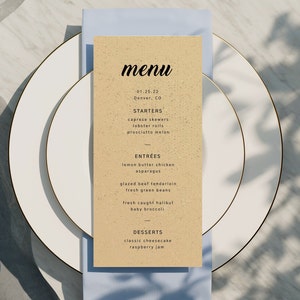 Menu With Brown Paper Background - Any Event - Wedding/rehearsal Dinner ...