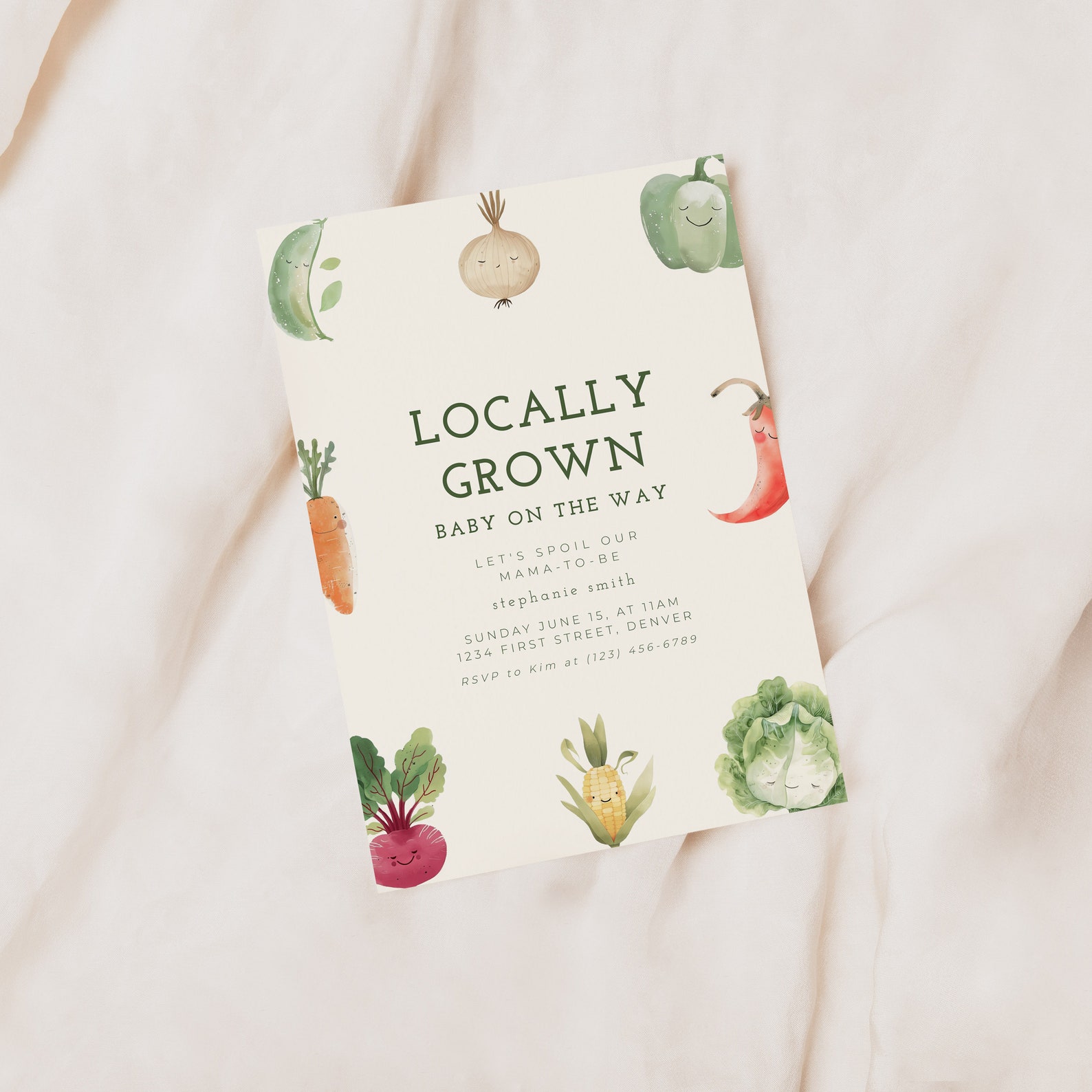Locally Grown Farmers Market Baby Shower Invitation Template - Instant ...