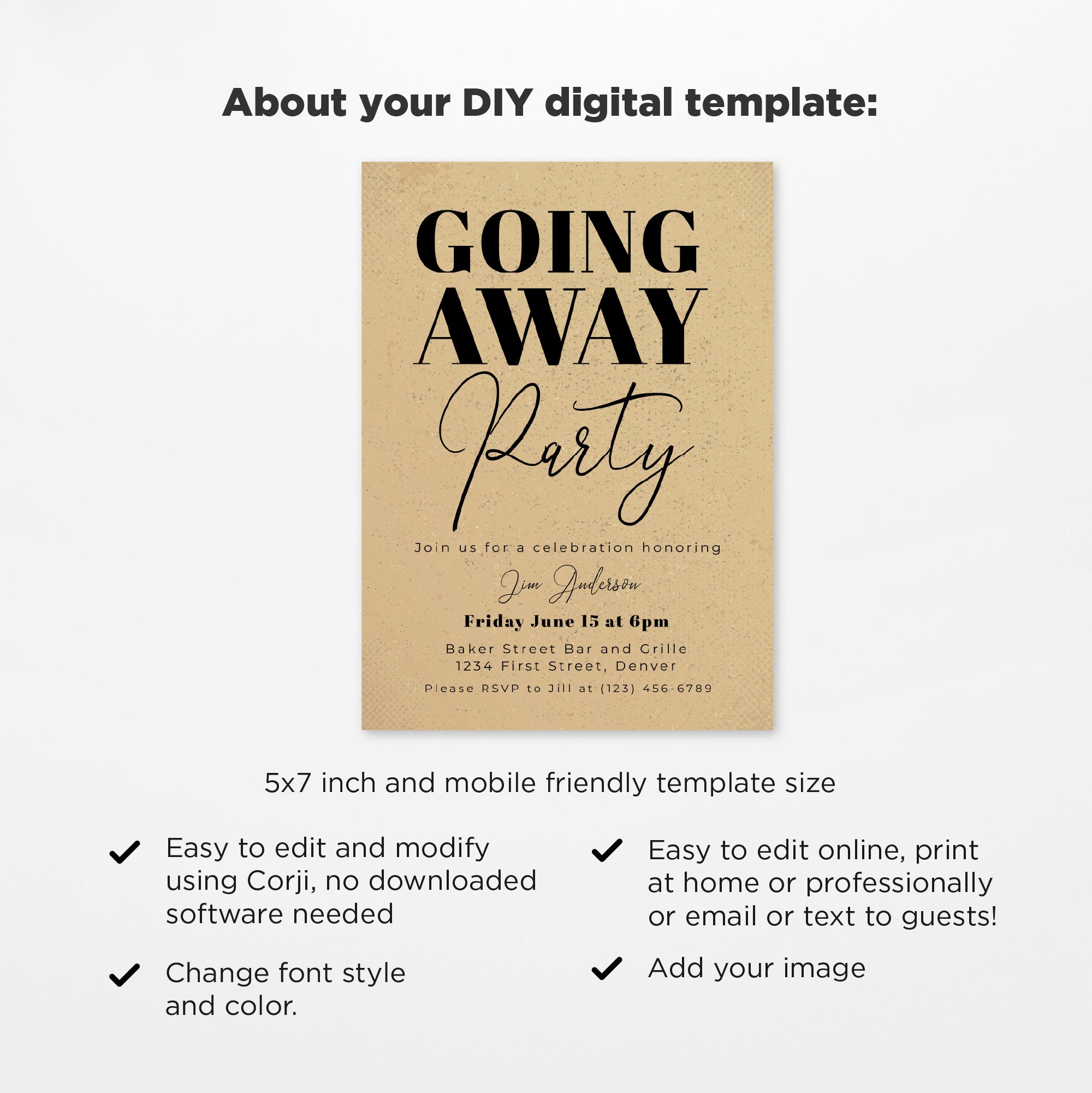 Going Away Party Invitation Template Retirement/change Job/farewell ...