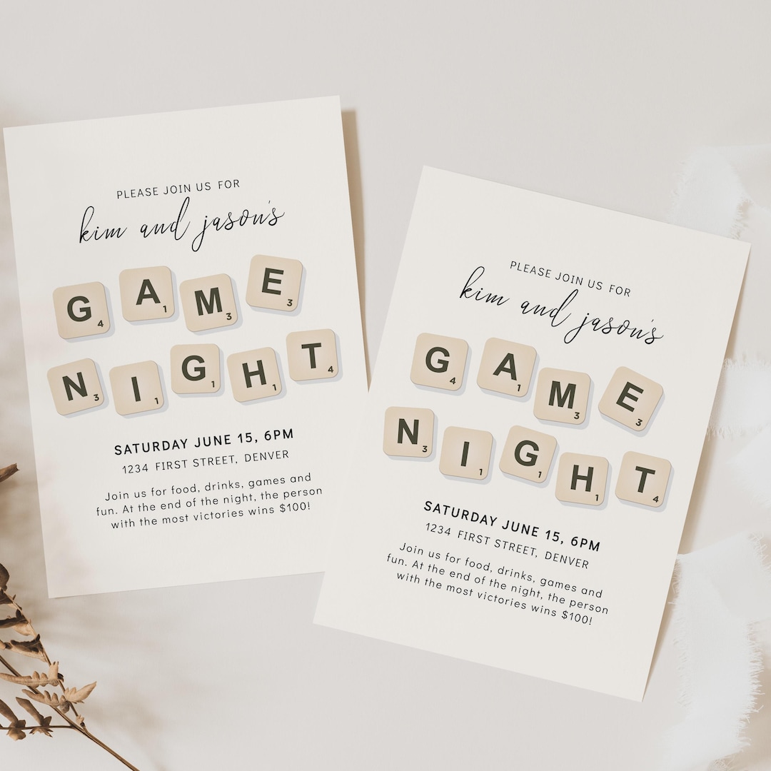 Game Night Invitation Template With Letter Blocks - Birthday ...