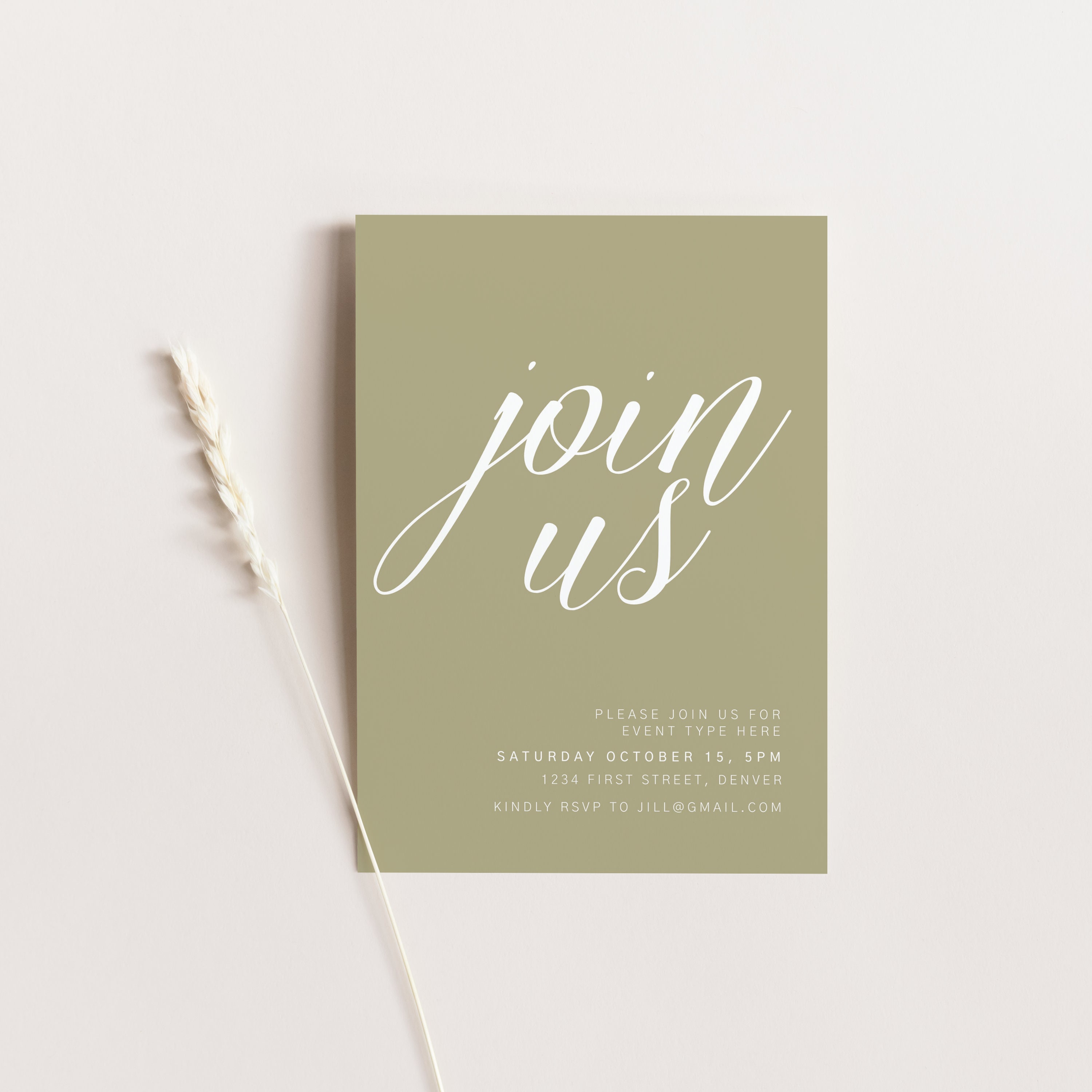 Join Us Party Invitation Template Sage Green - All Occasions ...