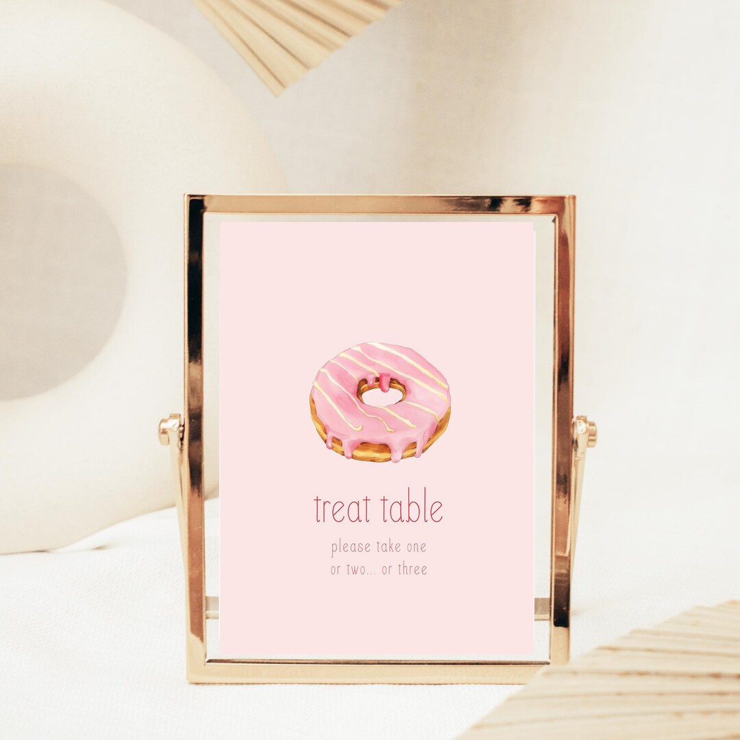 Pink Donut Treat Table Sign Template: Editable Text (digital Download ...