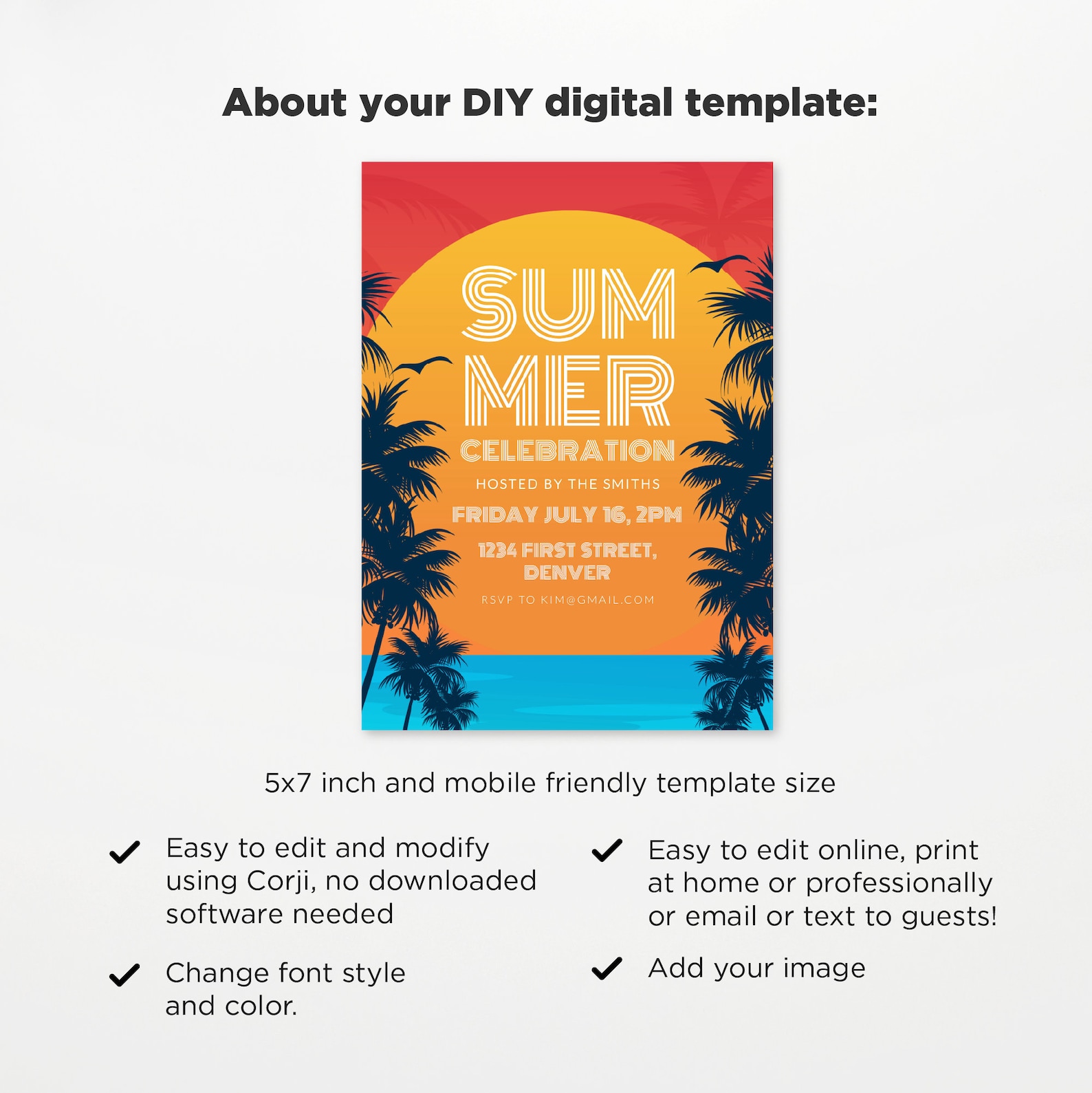 Summer Sunset Party Invitation Housewarming/summer Party - Etsy