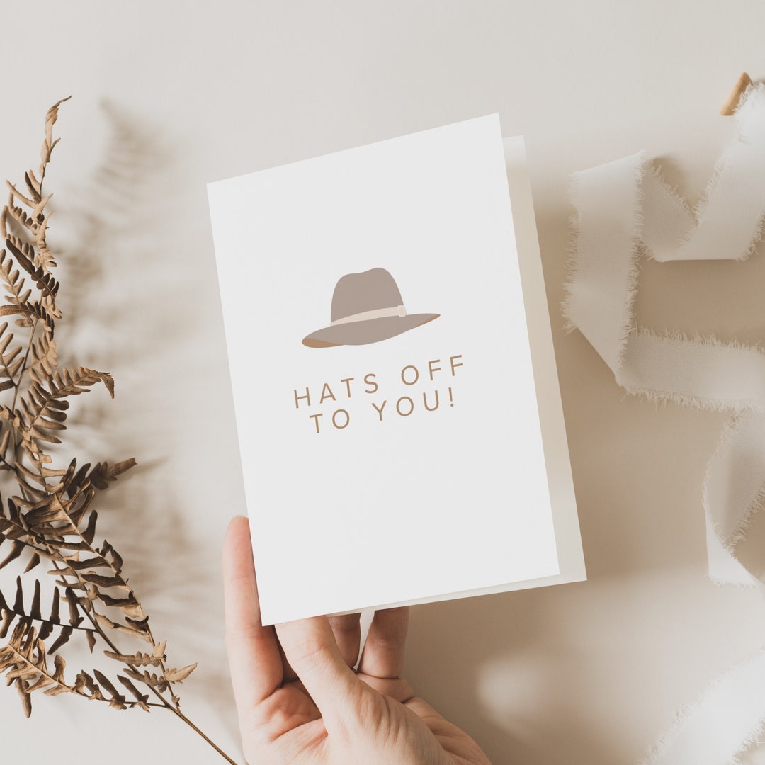 Printable Hats off to You Congratulations Birthday Card With Beige Hat ...