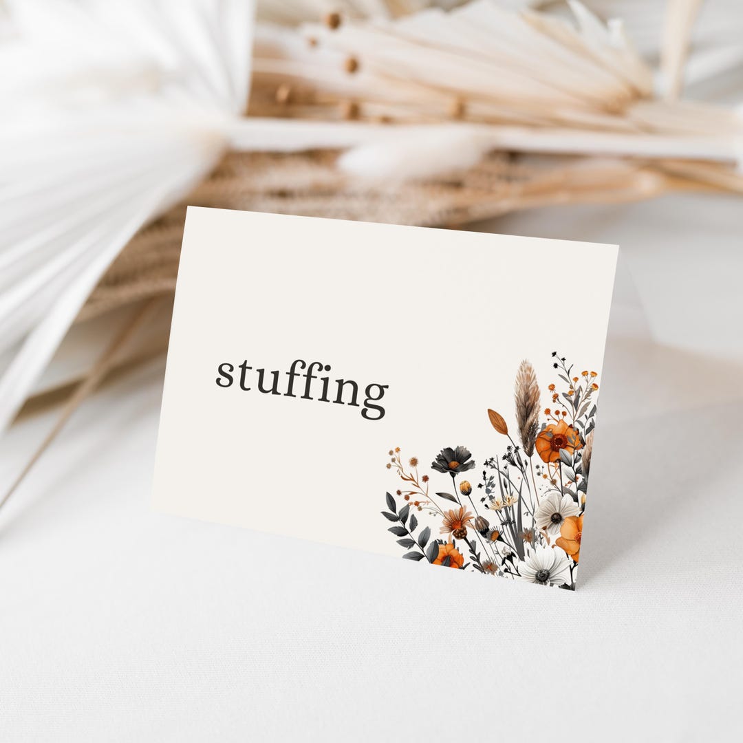 Thanksgiving Friendsgiving Fall Table Tent Food and Drink Label Place ...
