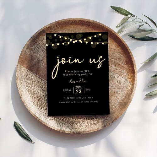 Join Us Party Invitation Template Beige Background With - Etsy