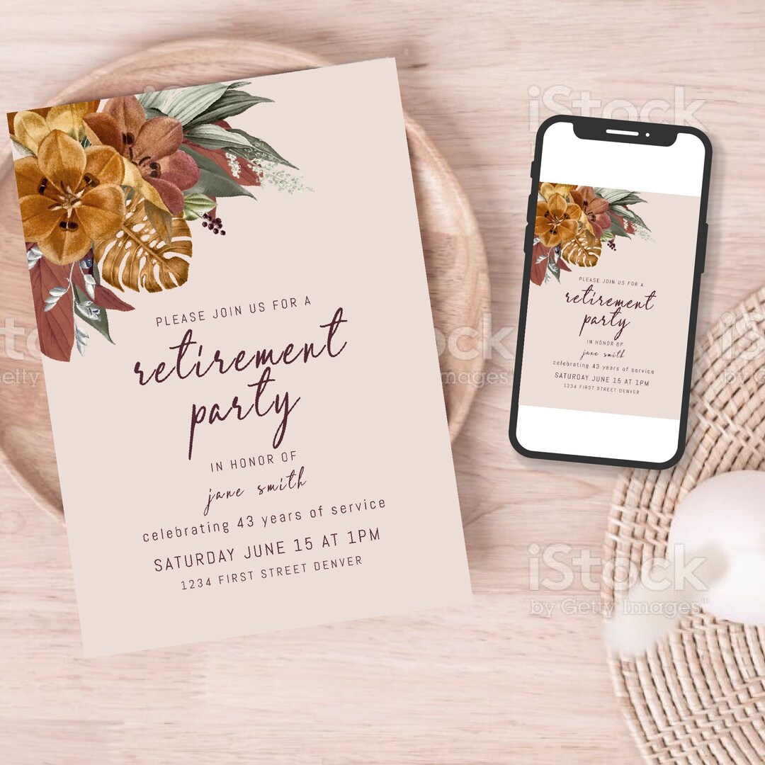 Going Away or Retirement Party Invitation Template With Boho Fall ...