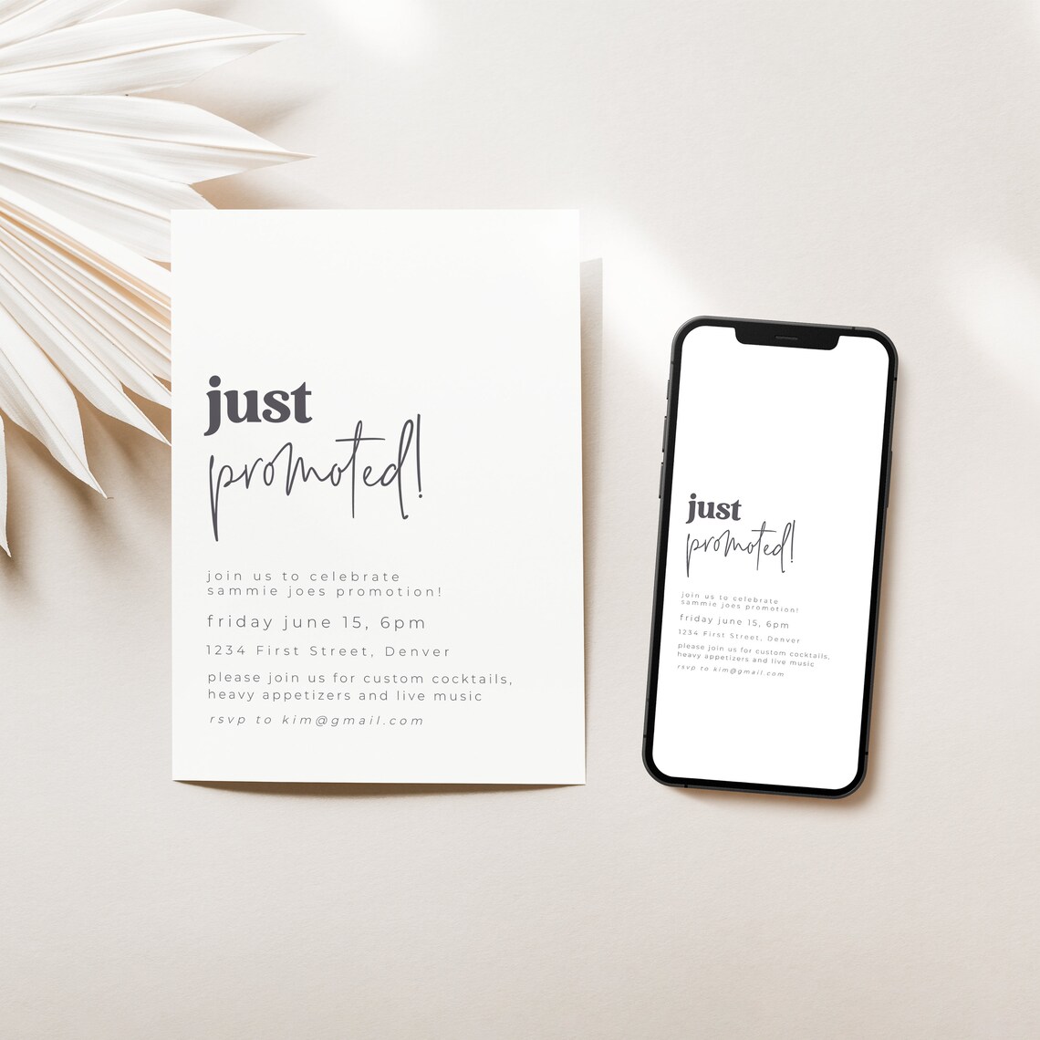 Promotion Party Invitation Template: Simple Black and White (instant ...