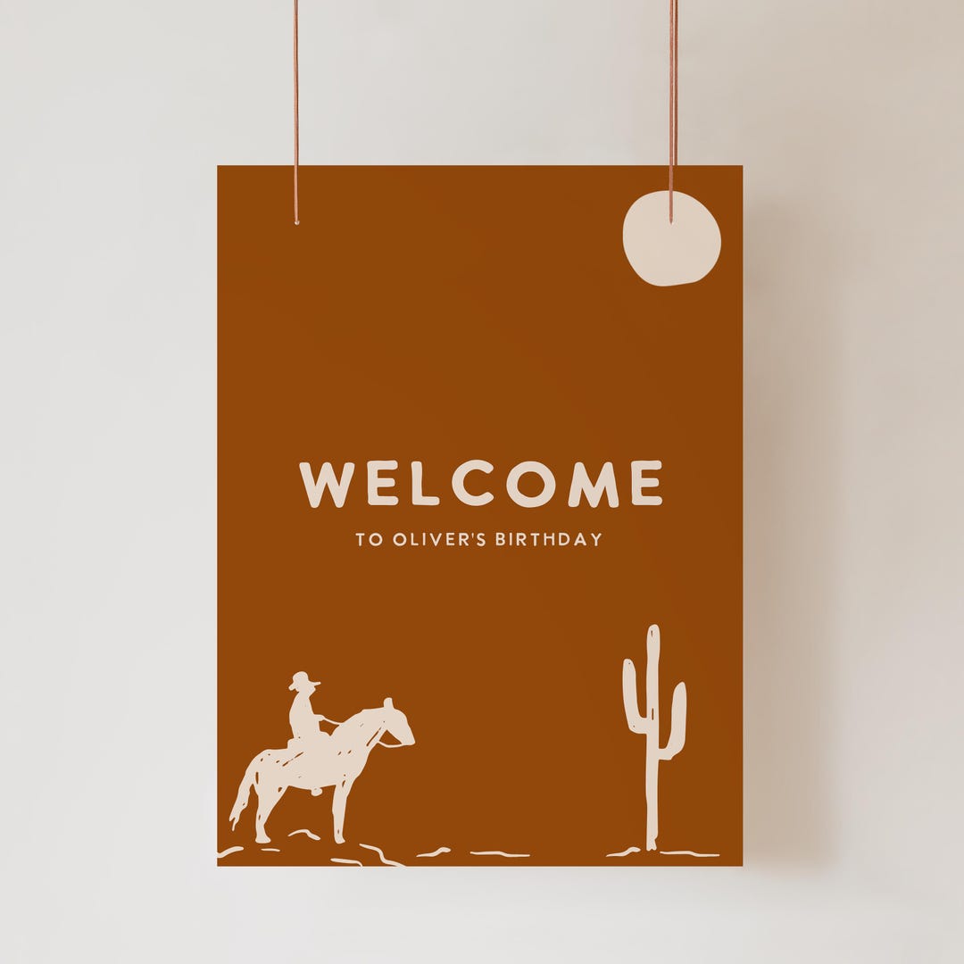 Welcome Southwest Cowboy Theme Birthday Party Poster Sign - Instant ...
