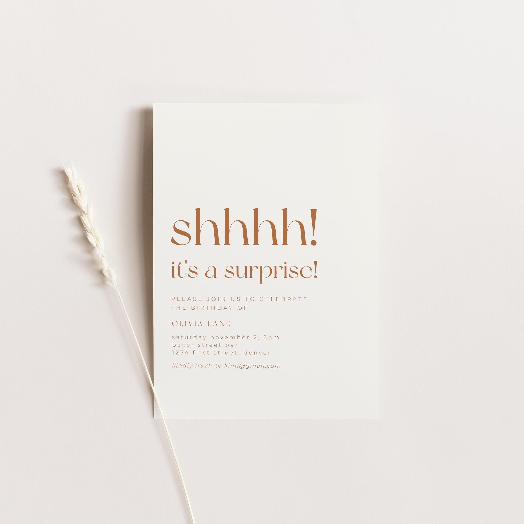 Shhhh! It's a Surprise! Simple Modern Surprise Party Invitation ...