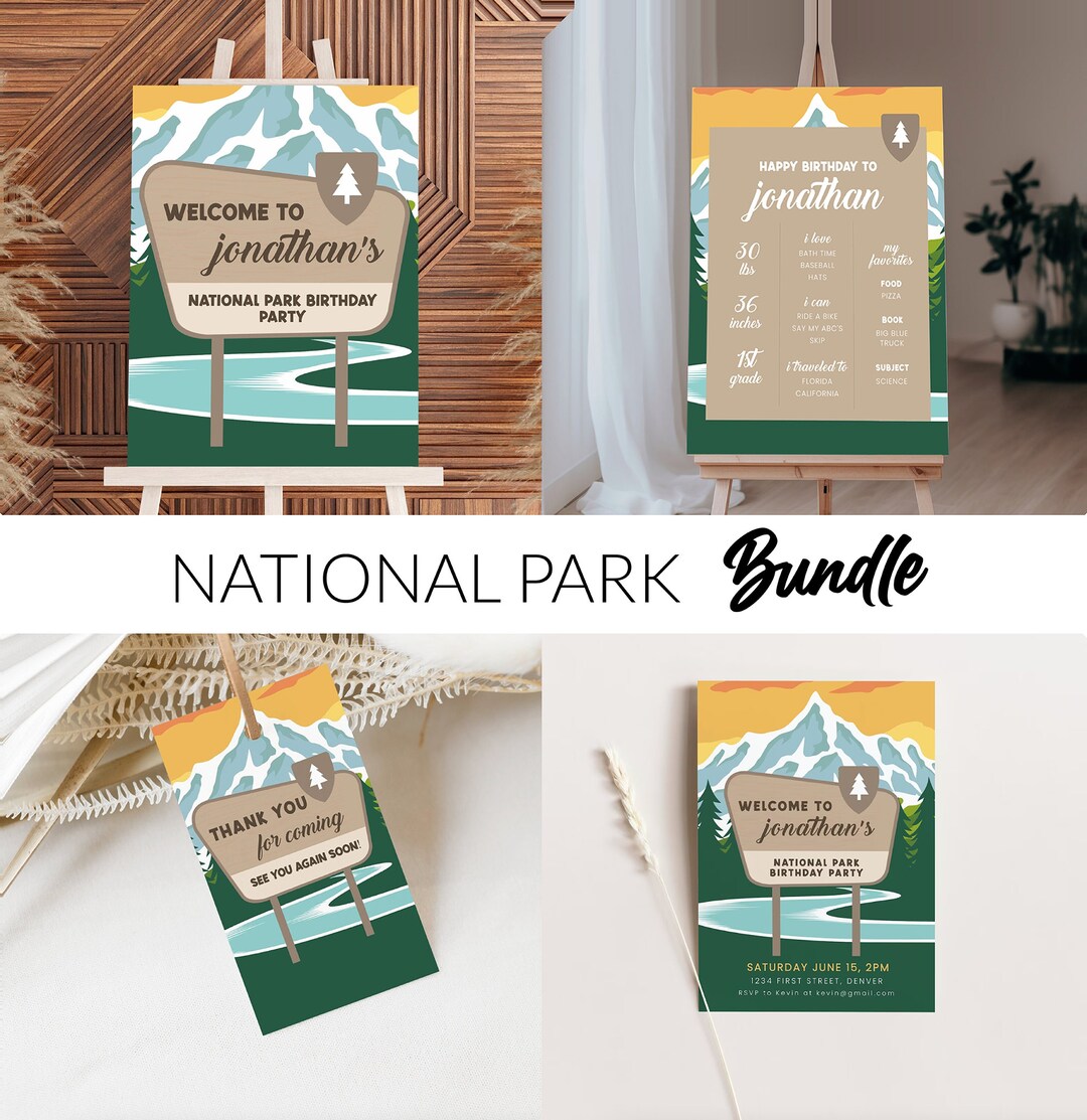National Park/highway Birthday Party Bundle - Outdoor Theme Invitation ...
